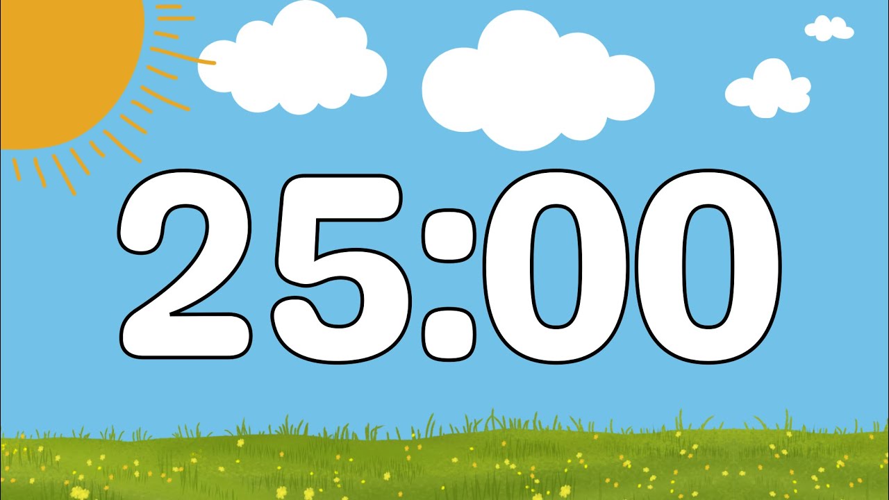 25 Minute Cute Calm Summer Classroom Timer (No Music, Happy Harp Alarm ...
