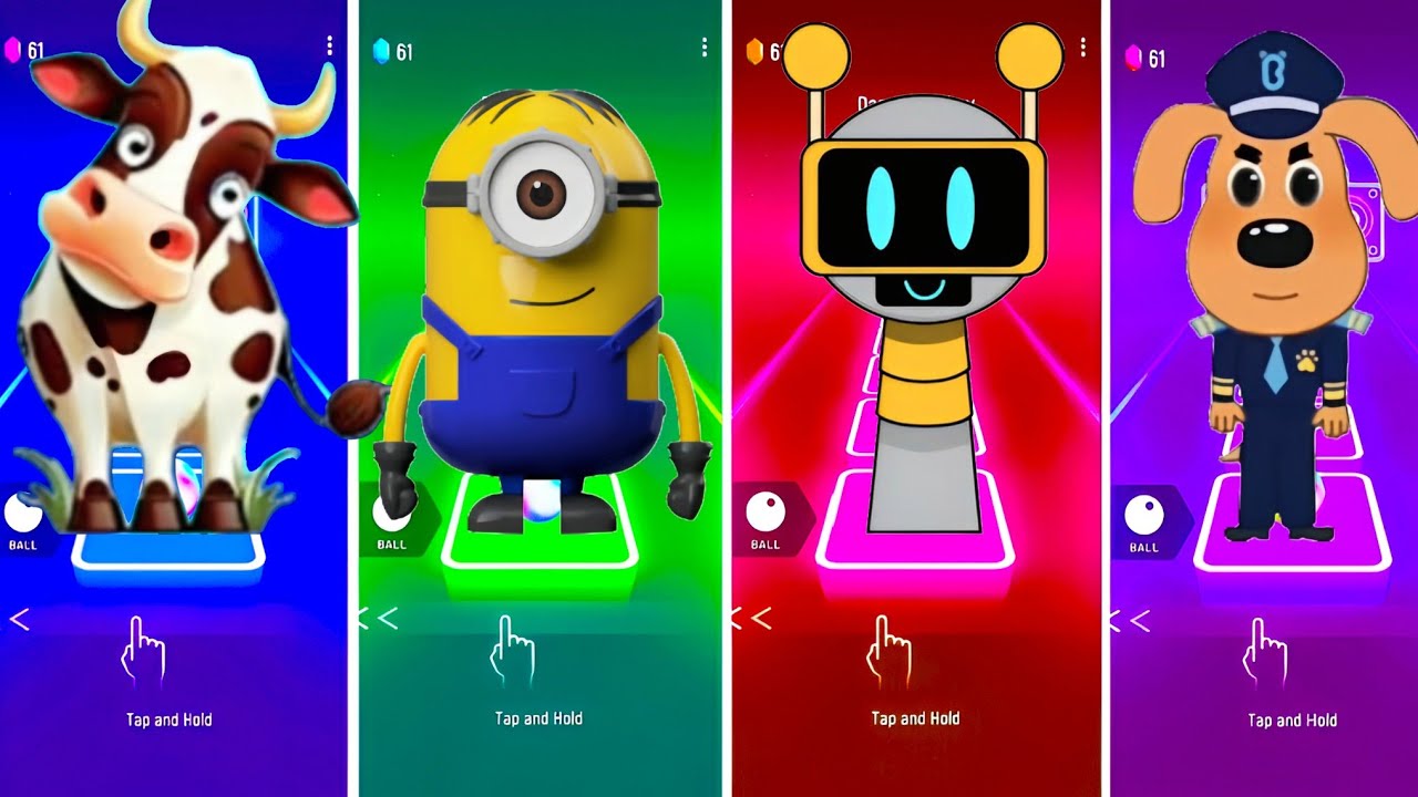 Funny Cow 🆚 Minions 🆚 Incredibox Sprunki 🆚 Sheriff Labrador - Tiles Hop ...