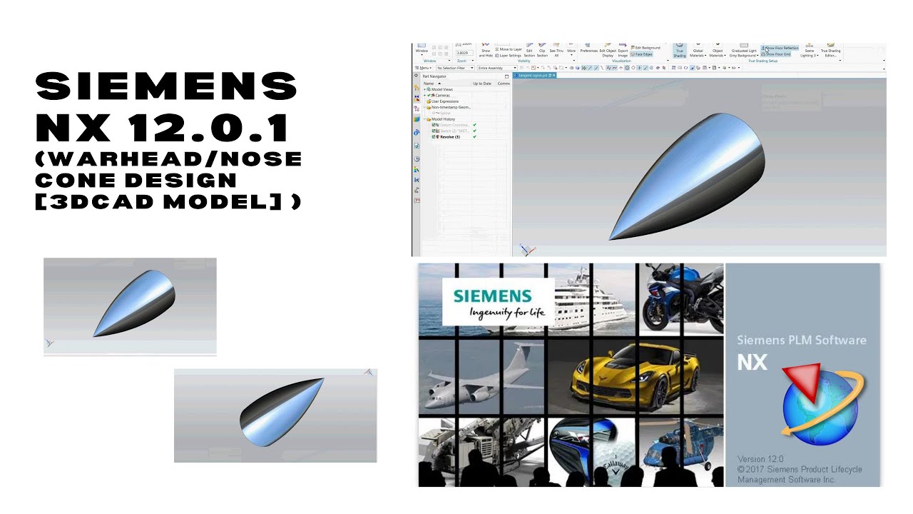 Warhead/ Nose Cone Design (3D CAD Model) [Siemens NX 12.0.1] - YouTube