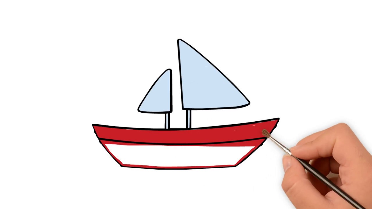 Learn How to draw a sailboat cute - How to draw funny cartoons - YouTube