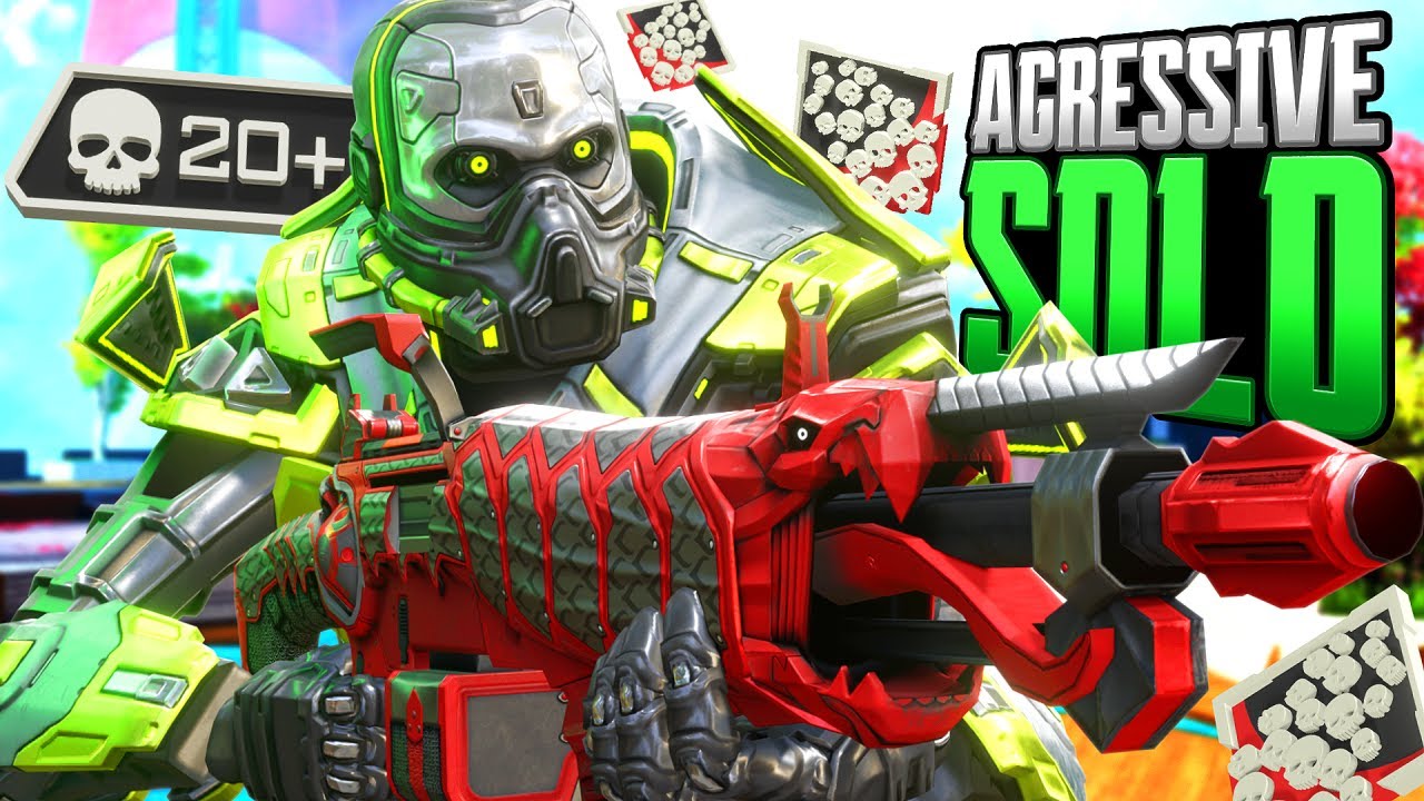 AGRESSIVE Caustic SOLO 22 KILLS and 5,400 Damage Apex Legends Gameplay ...