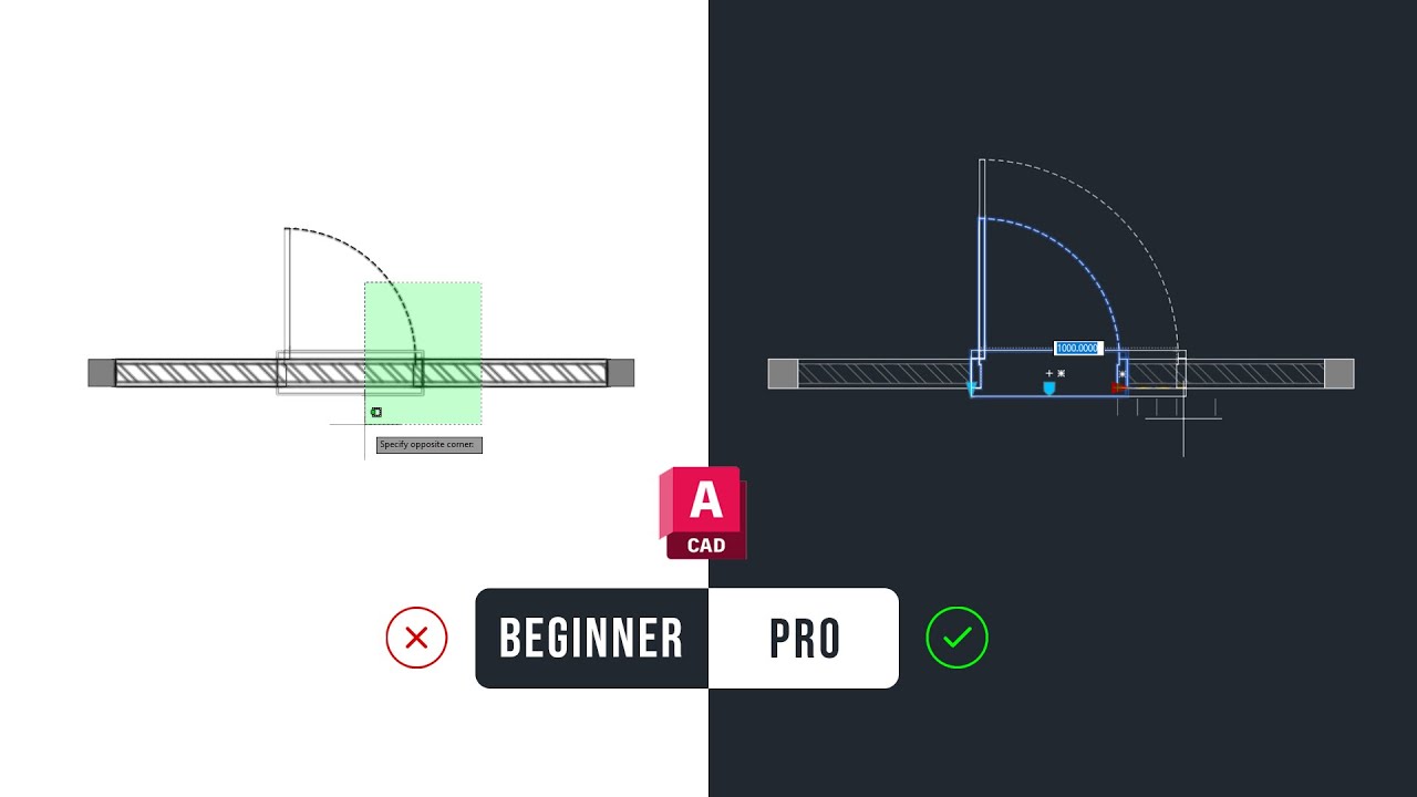 Tutorial dynamic block autocad untuk gambar pintu - YouTube