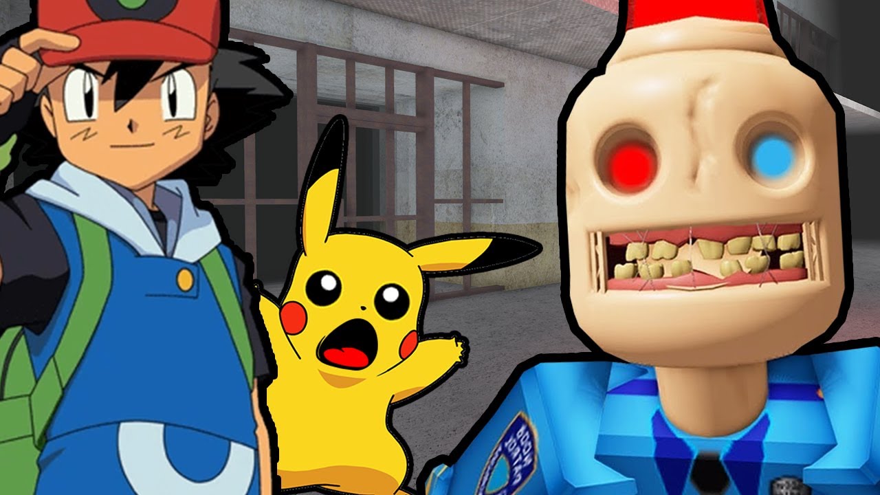 POKEMON ASH AND PIKACHU VS SIREN COP'S PRISON IN ROBLOX - YouTube