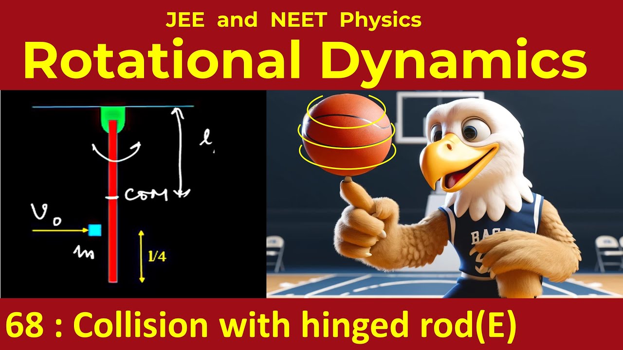 68. Rotational dynamics | Hinge force | Angular momentum | Collision ...