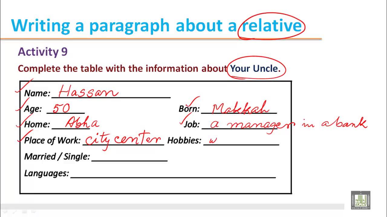 WRITING (112 ) - B1 - U1 : Friends and Relatives (9) - YouTube