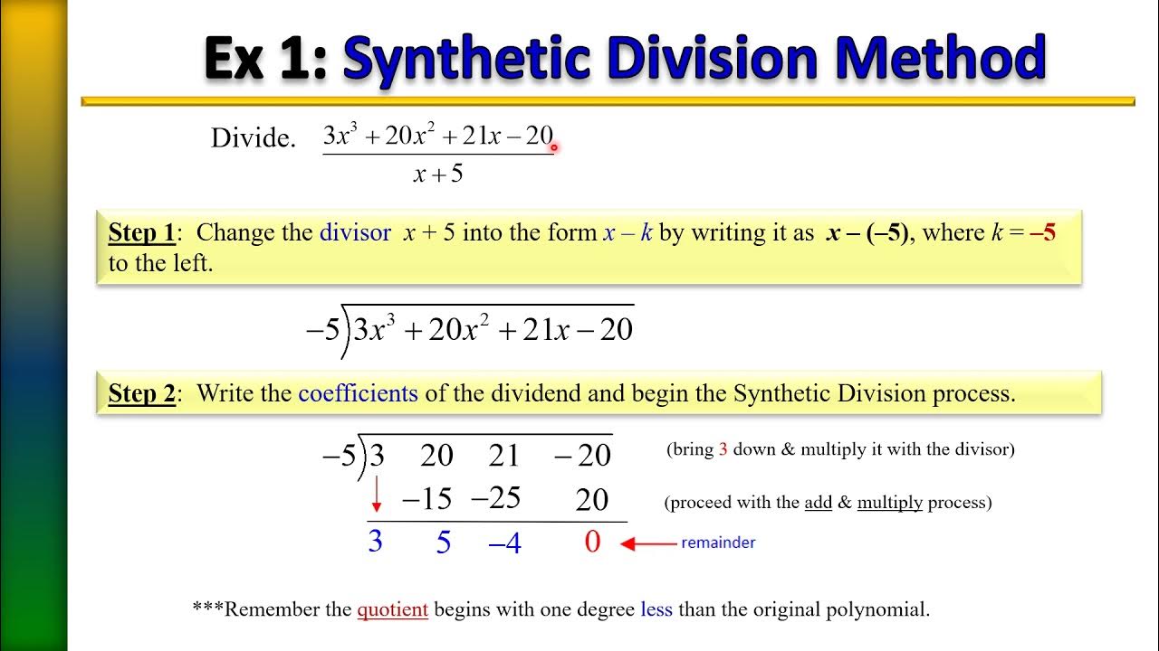 Synthetic Division, 3 EXAMPLES - YouTube