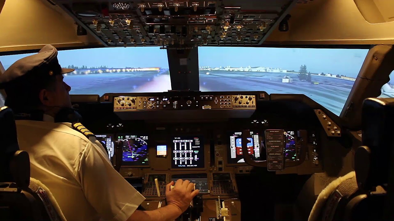 Boeing 747 Home Cockpit - (PANC) Anchorage Alaska Take off at dawn ...