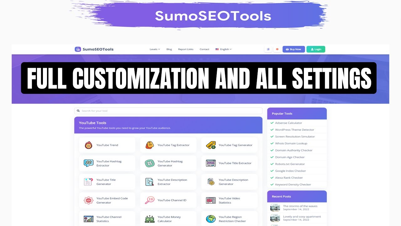 Sumo SEO Tools Customization & All Settings - YouTube