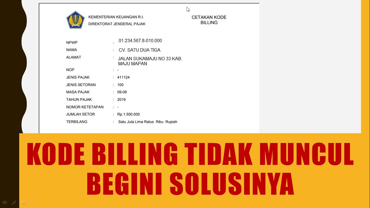 kode billing tidak muncul begini solusinya - YouTube