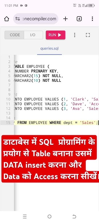 Create A Table Insert Data Into The Table And Display The Data Dbms Sqlqueries Sql