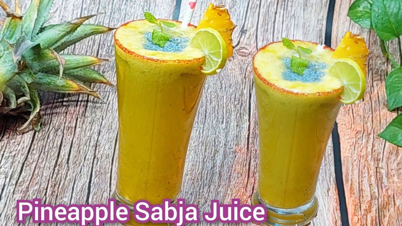 Pineapple Sabja Juice | Basil seeds Pineapple drink | Summer Special ...