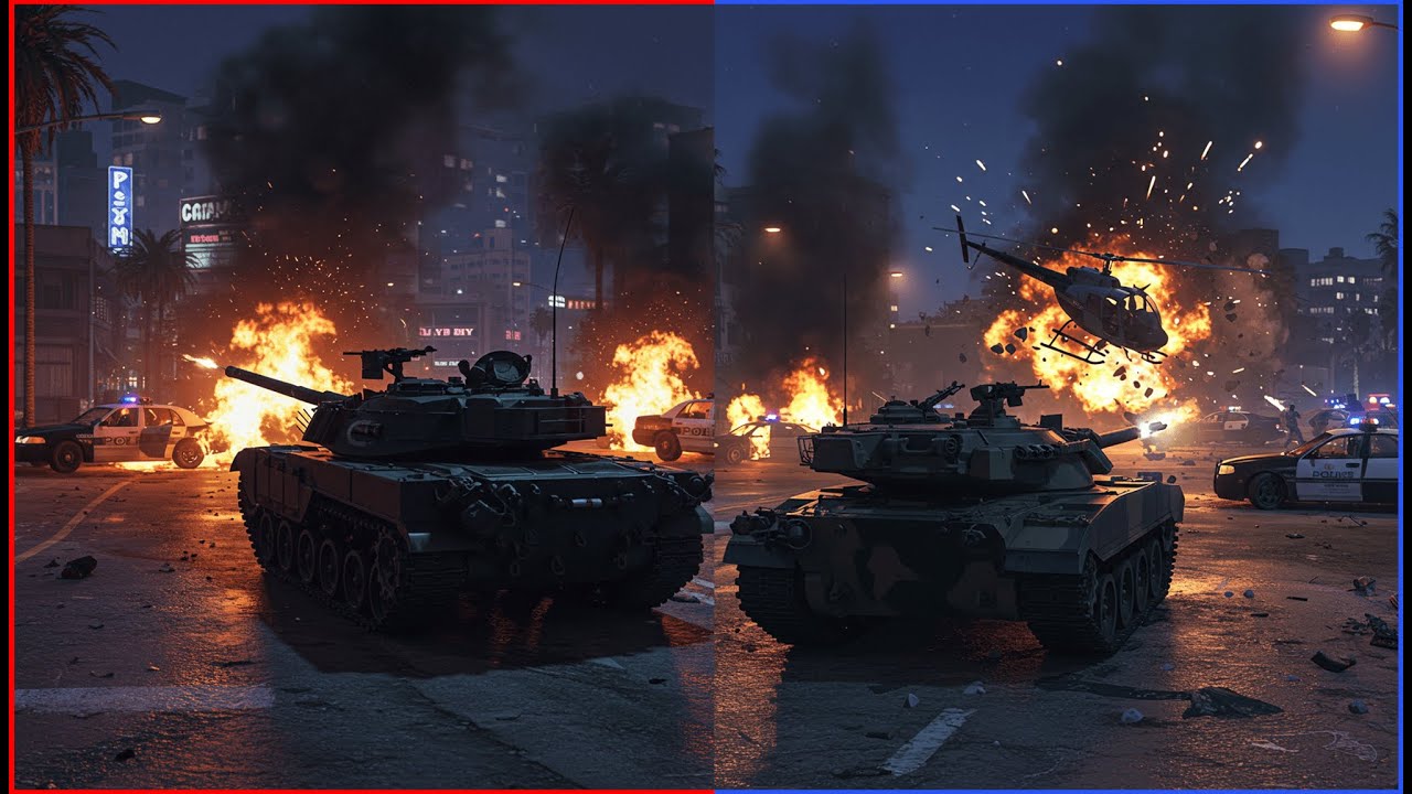Tanks vs. Cops | GTA V Split-Screen Gameplay - YouTube