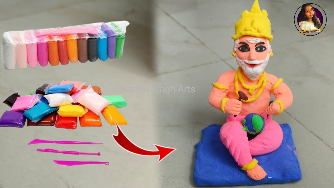 Vishwakarma murti making with polymer clay #clay #madhusingharts - YouTube