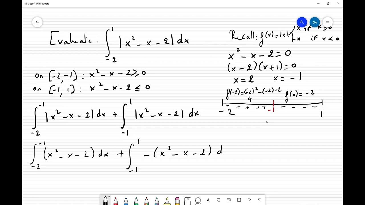 Definite Integral of Absolute value function - YouTube
