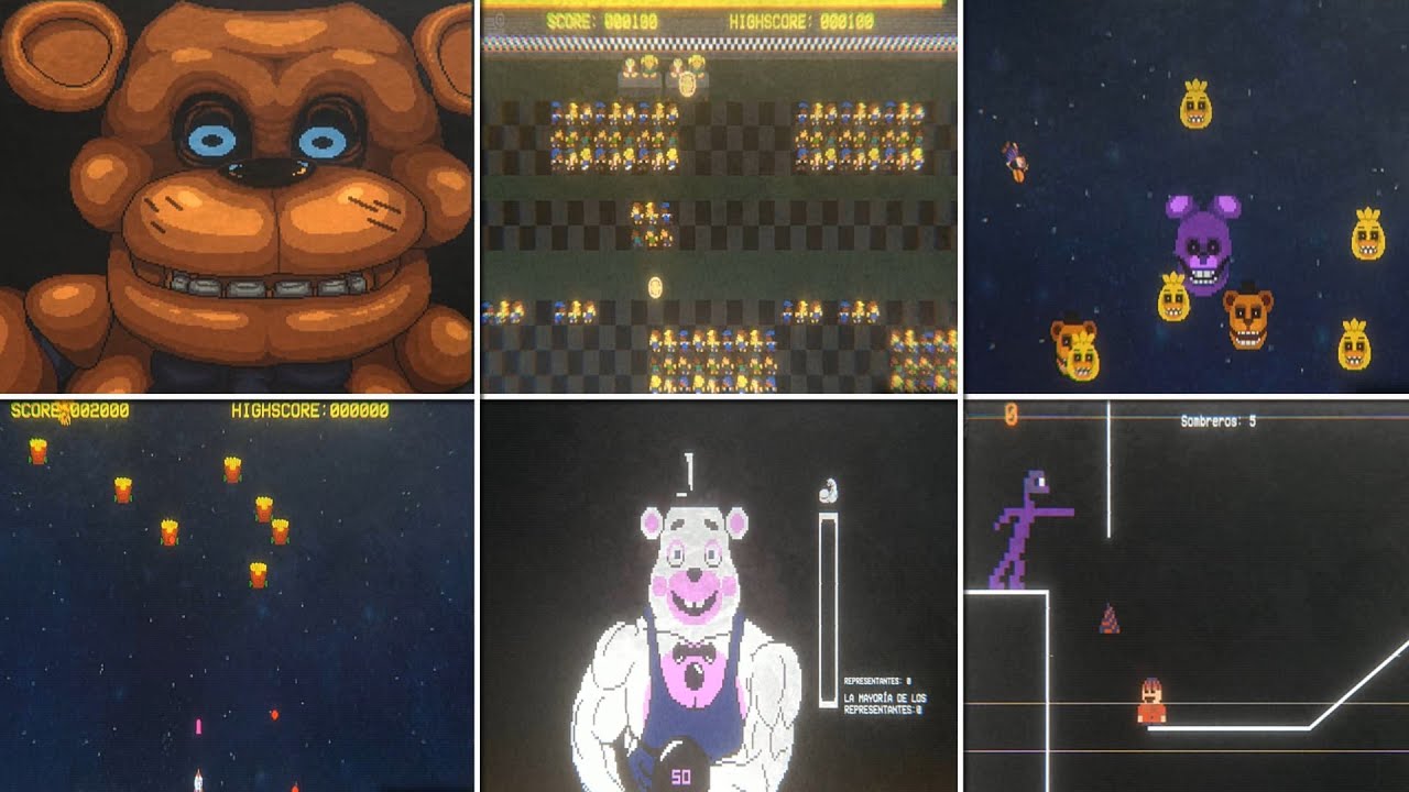 Five Nights at Freddy's: Into the Pit - All Arcade Minigames - YouTube