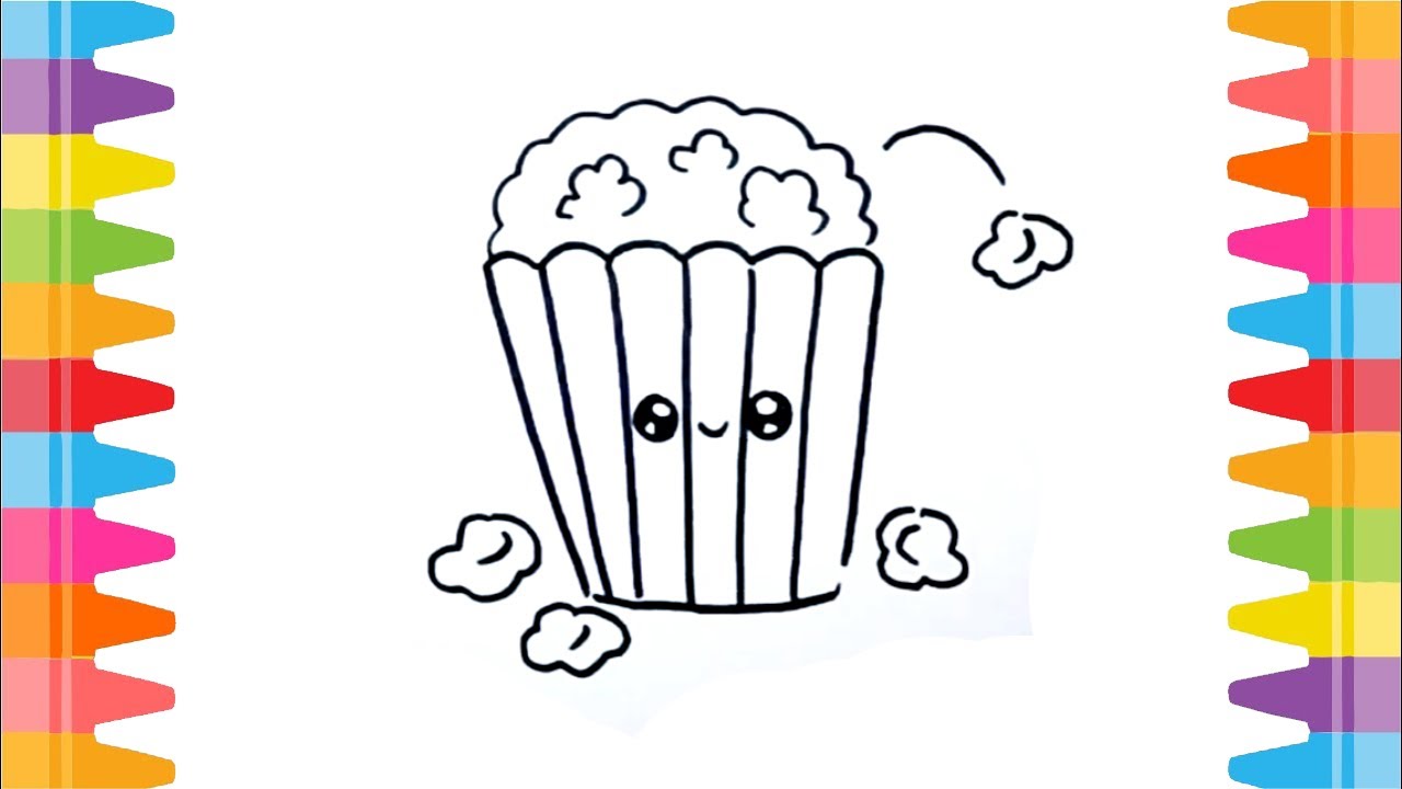 How to Draw Cute Popcorn | Drawing Popcorn Easy - YouTube