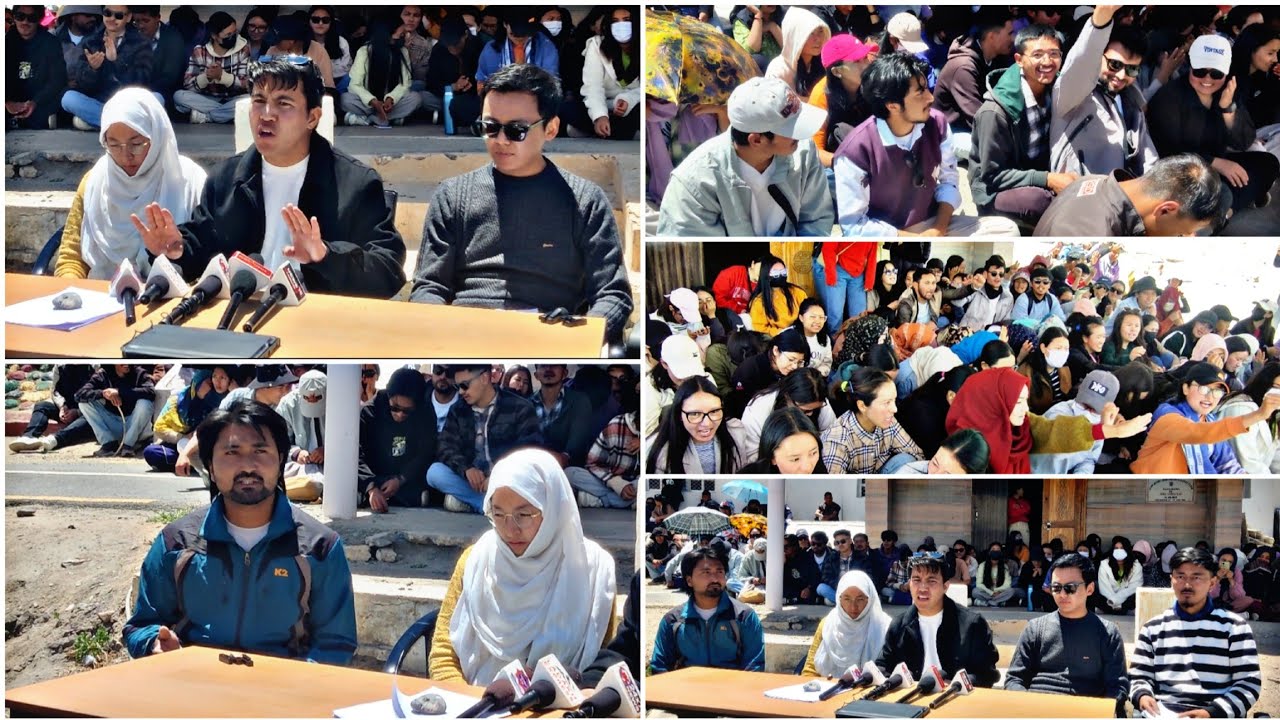 University Of Ladakh Students Protest at Melong Thang Leh | Against ...