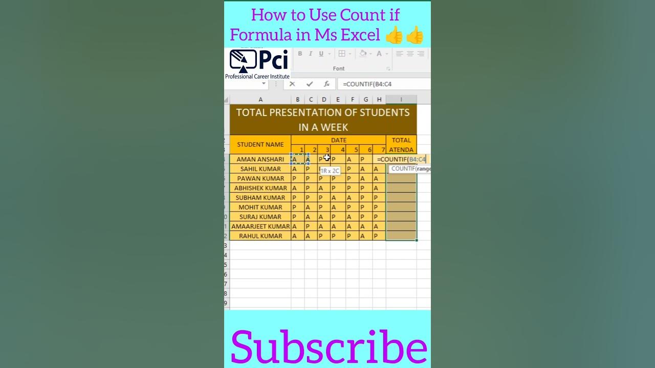 How to Use Countif ormula in Ms Excel with Short Trick #shorts #excel #ytshorts #viralvideo ...