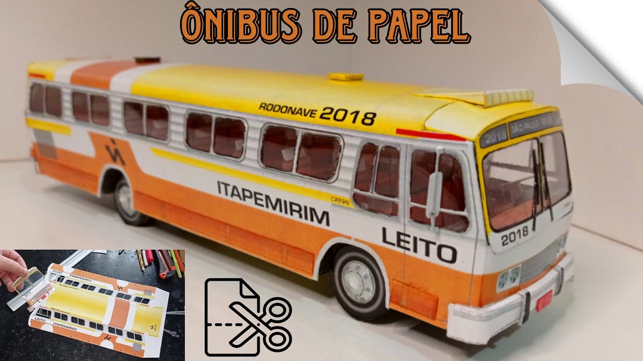 Ônibus antigo Itapemirim, Miniatura feito de papel, Ciferal líder ...