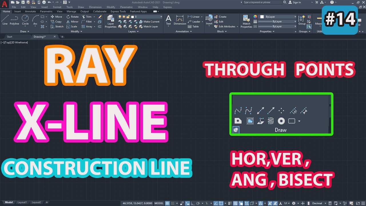 #14 How To Draw Ray X-line Or Construction Line In Autocad | Beginner's ...