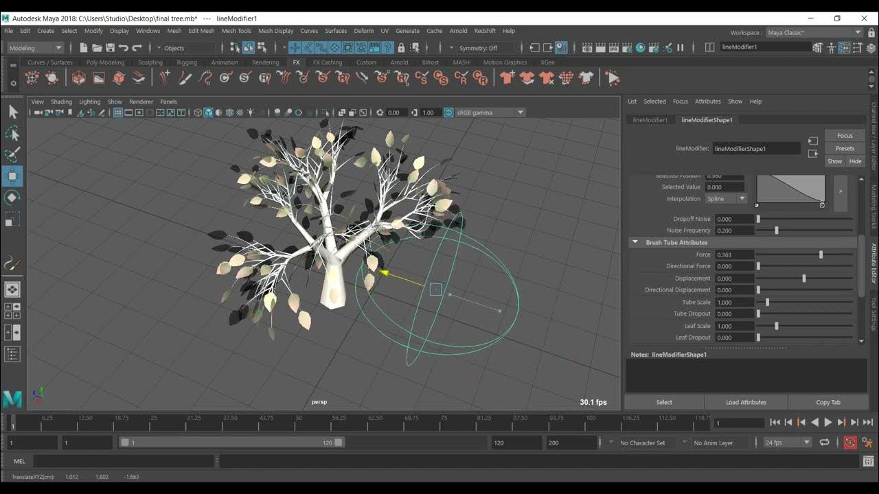 Maya paint effect tree modifier for design - 6 of 10 - YouTube