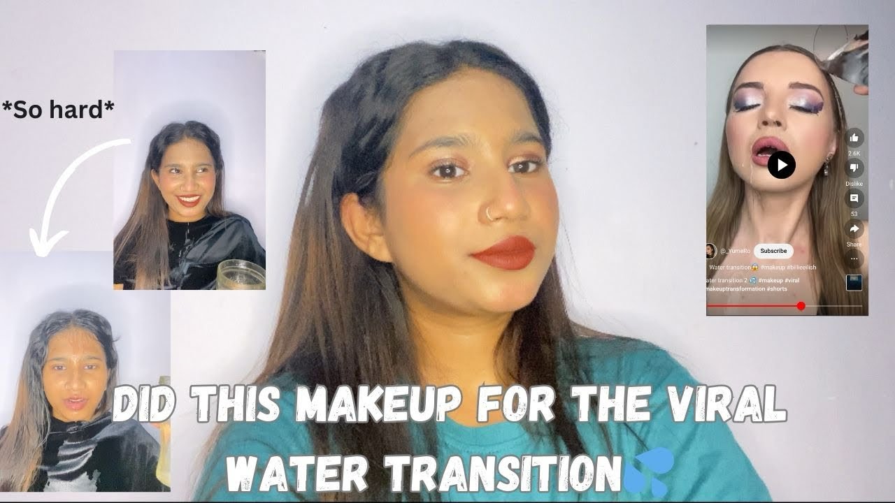 I *attempted* to do the viral water makeup transition 💦💙#makeup #transition - YouTube