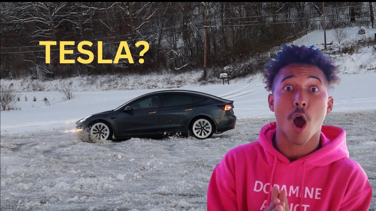 Drifting a Tesla in the Snow - YouTube