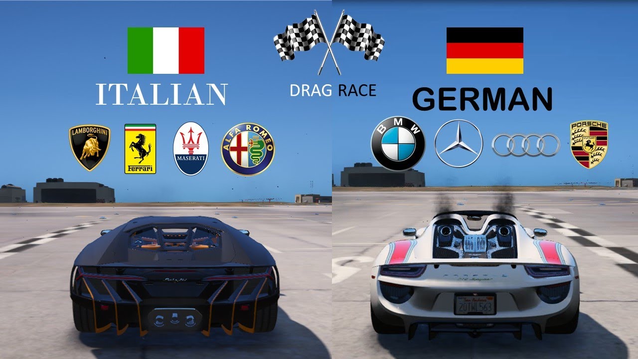 italian vs german car drag race - YouTube
