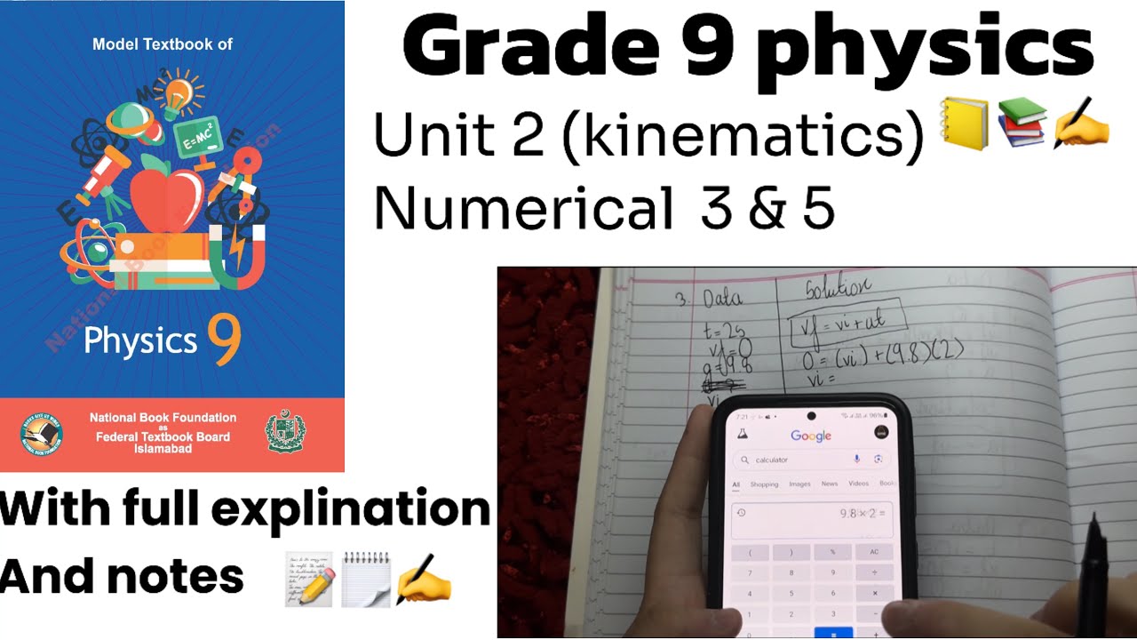 Grade 9 physics Unit 2 (kinematics) Numerical 3 & 5 (national book foundation new book 2024 ...