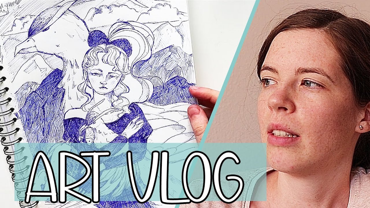 ART VLOG- Drawing only with a ballpoint pen for a week/ Editing YouTube ...