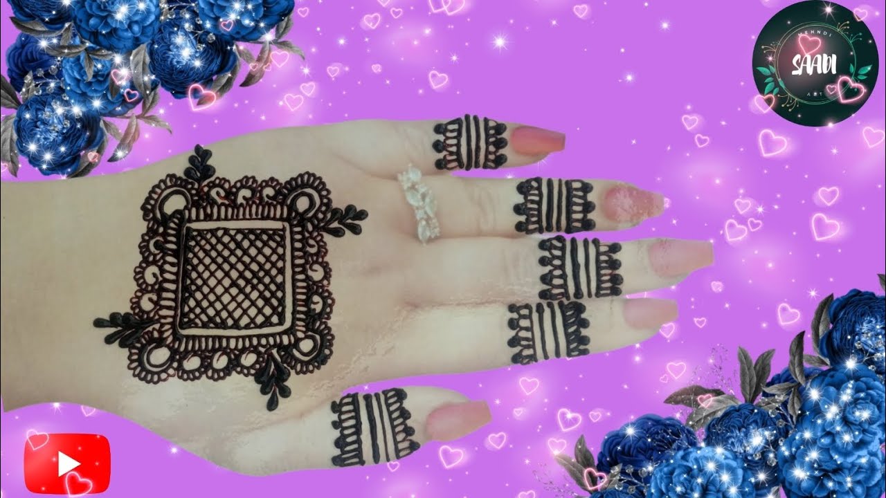 square tikki mehndi design/ very simple easy mehndi design/unique ...