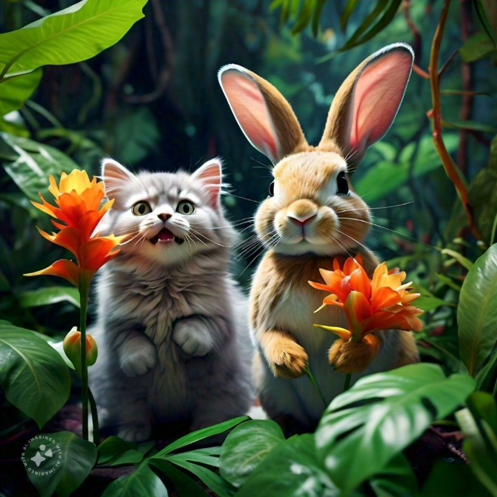 Cute meow and Rabbit #cat #kucing #catlover #kittty #cuteanimal #cute # ...