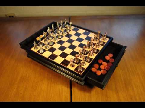 Pewter Golf Chess Set with Black Stained Storage Board - YouTube
