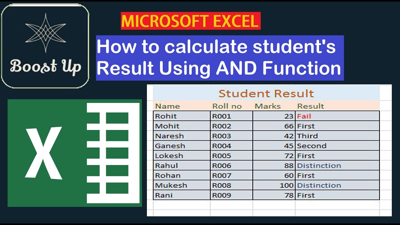 MS - EXCEL AND function / Creating result of students with conditional ...
