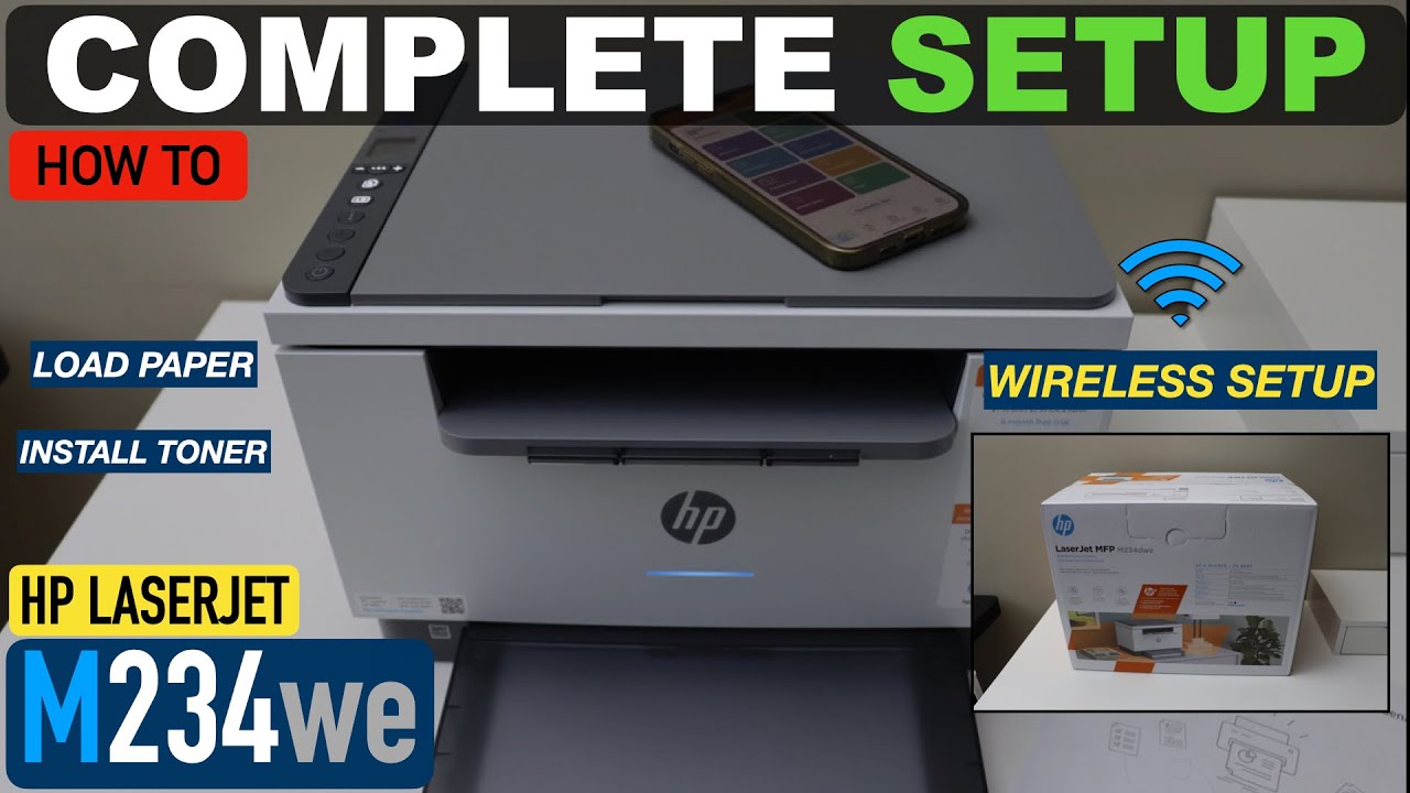 HP LaserJet M234dwe Setup, Unboxing, Install Ink Toner, Load Paper ...
