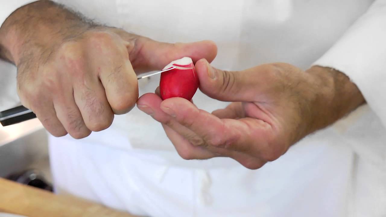 Carving Decorative Radishes : Chef Techniques - YouTube
