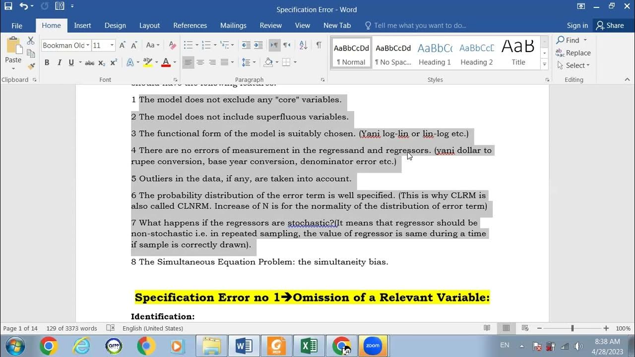 Specification Error Lecture no 1 - YouTube