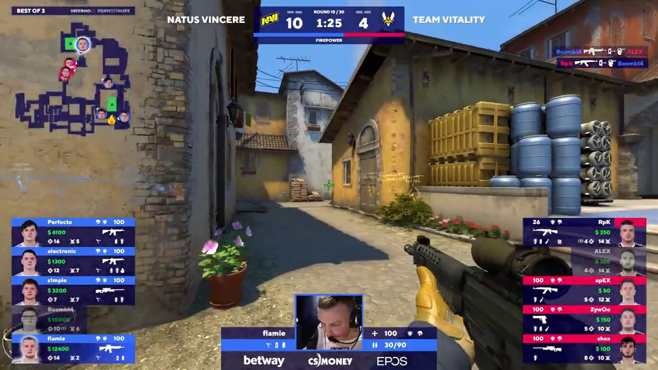 [CS:GO] FLAMIE INSANE 4K! NAVI VS TEAM VITALITY #csgo #blastpremier ...
