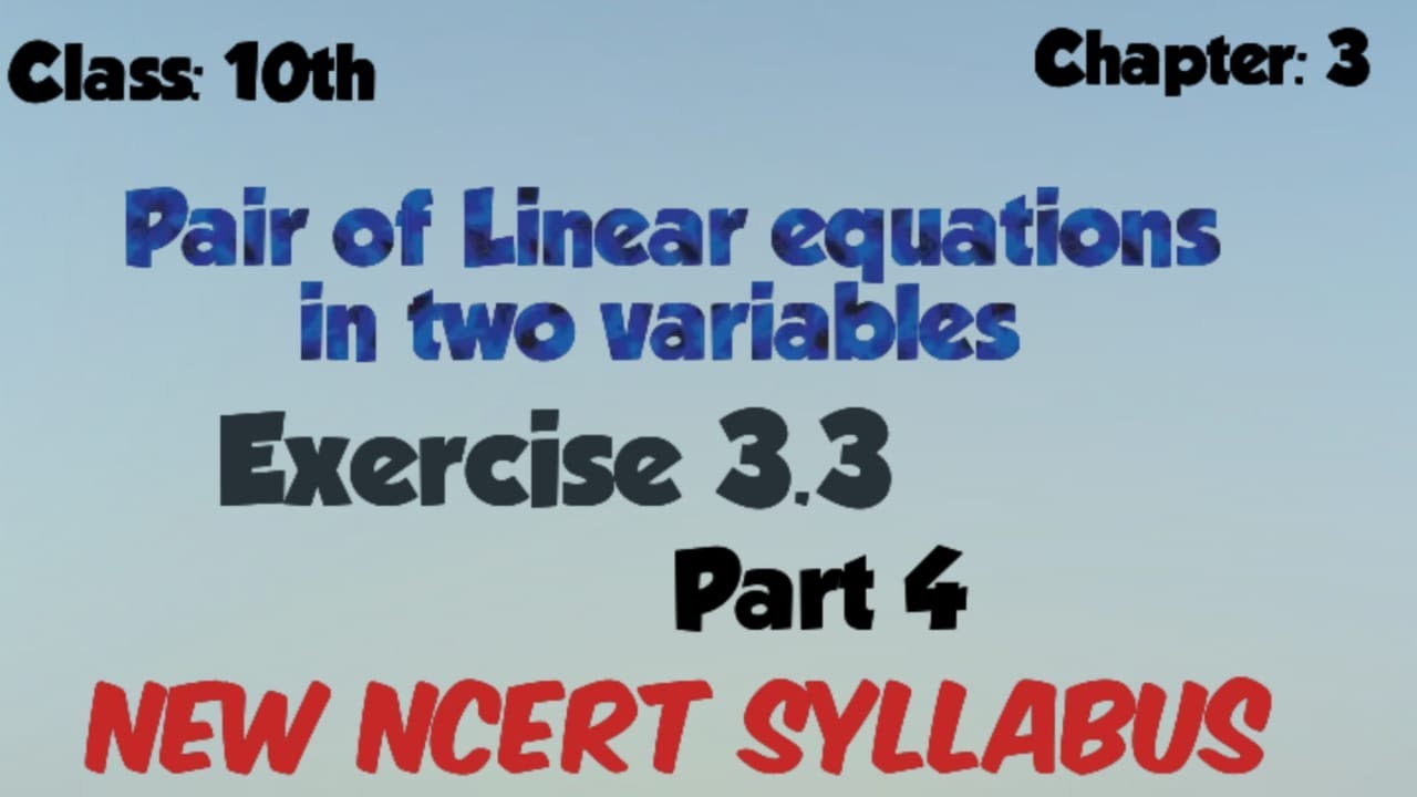 Class 10th Math Chapter 03 Exercise 3.3 | Ncert | Jkbose | Cbse | - YouTube