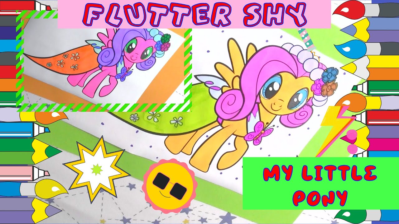 Flutter Shy My little pony / Flutter shy coloring page - YouTube