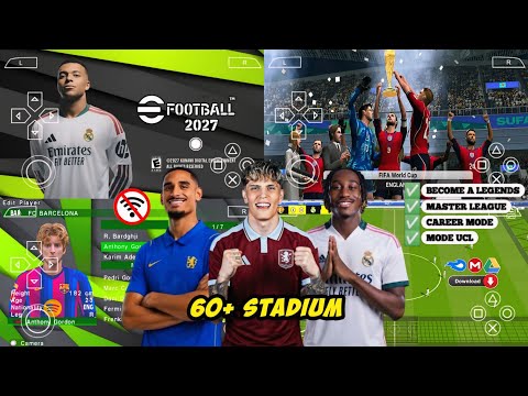 eFootball PES 2027 PPSSPP Android Offline Full Update UCL & League Kits 26/27 Season 4K Graphics