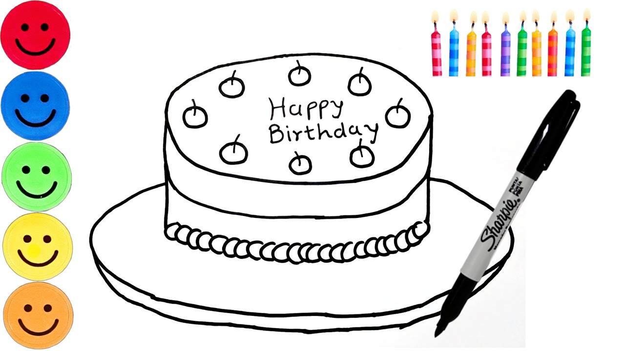 How to Draw A Cute Birthday Cake | Easy Drawing Step by Step - YouTube