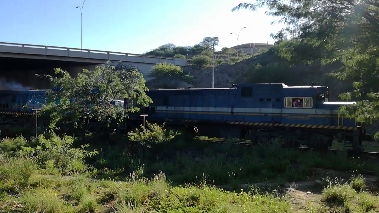 TransNamib train railing it out of Windhoek to Walvis Bay - YouTube