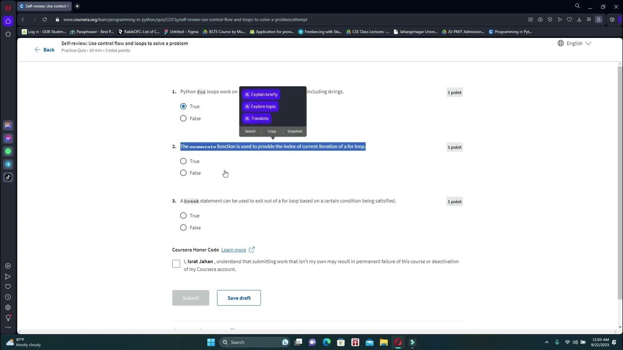 Self-review: Use control flow and loops to solve a problem Coursera | Programming in Python ...