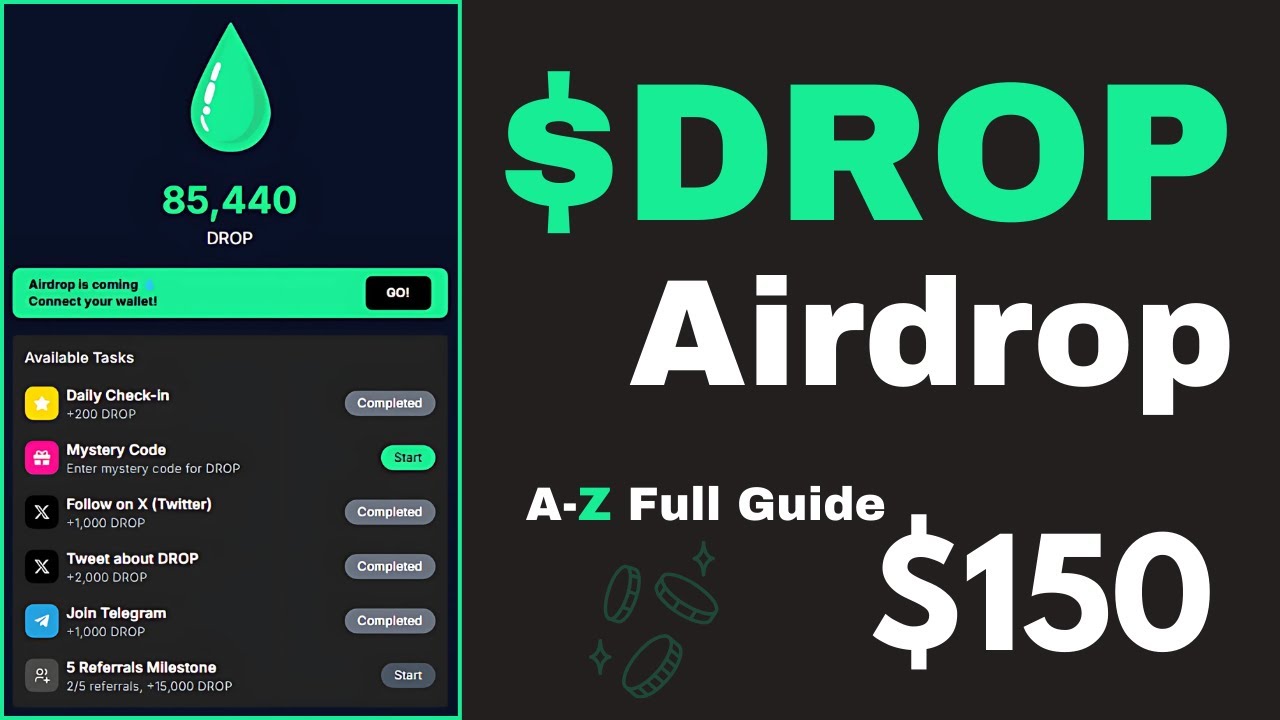 DROP AIRDROP A-Z FULL GUIDE | EARN POINTS & CLAIM $100-$300 $DROP TOKENS 🤑 - YouTube