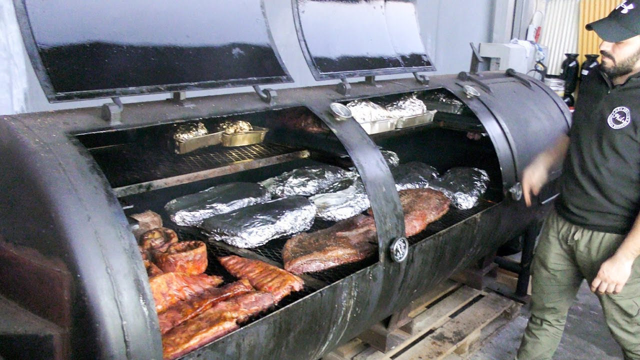 Smoking Huge Blocks of Beef For Great Sandwiches. Street Food - YouTube