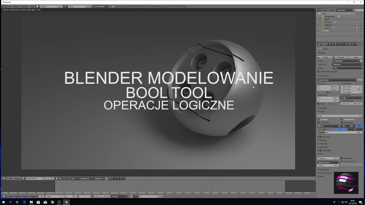 BLENDER MODELOWANIE BOOL TOOL OPERACJE LOGICZNE - YouTube