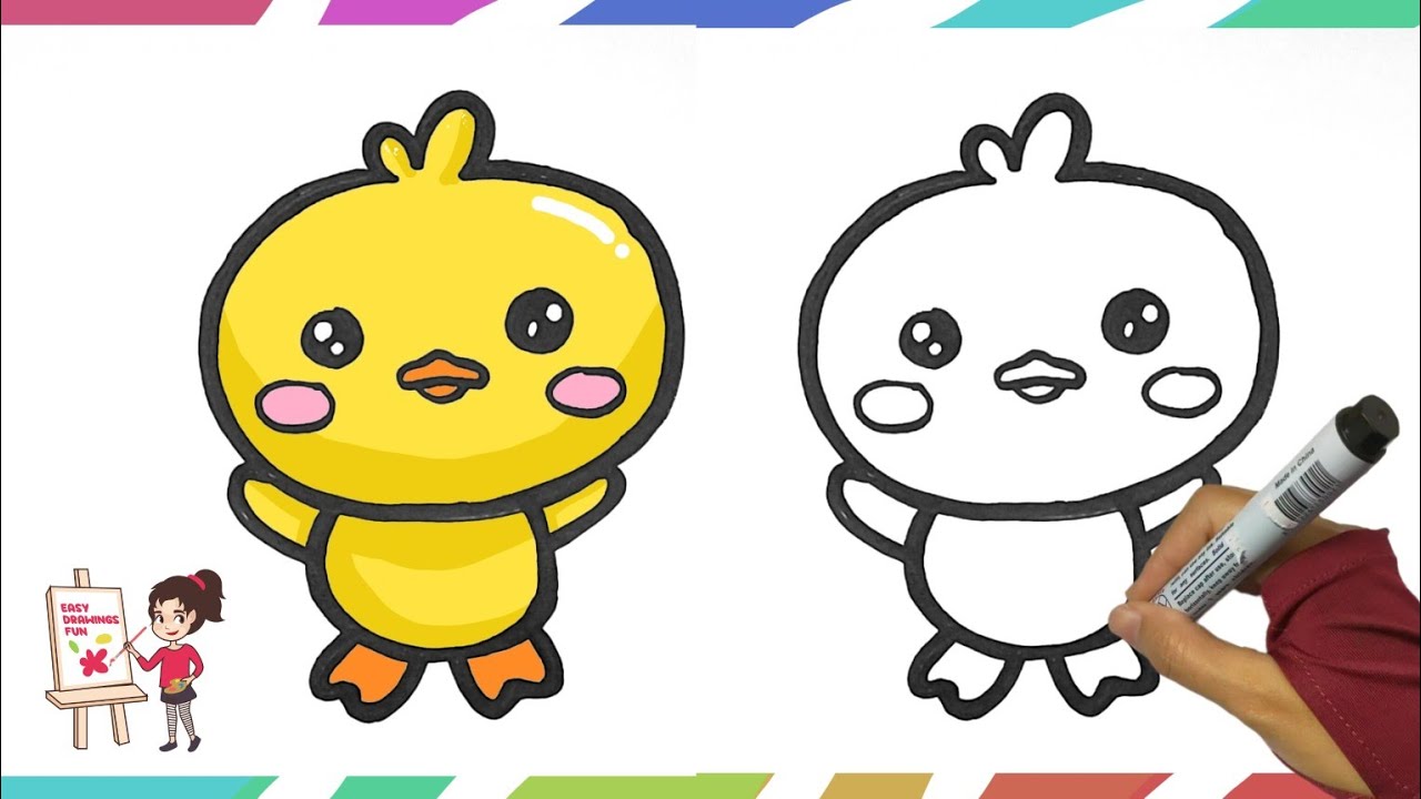 How to Draw Easy Cute Kawaii Little Duck for DIY Stickers, Squishy or ...