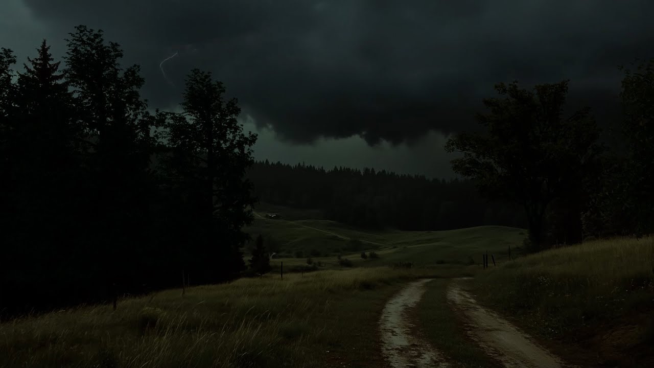 Grassland Thunderstorm Ambience | Sheltering Under a Tree | Calm Before ...