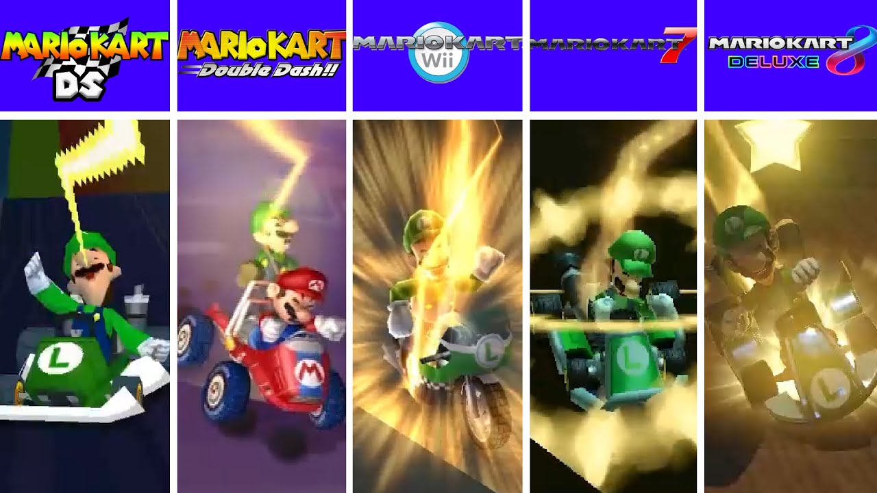 Evolution of Luigi, Lightning Bolt Animations in Mario Kart Games (1992 ...